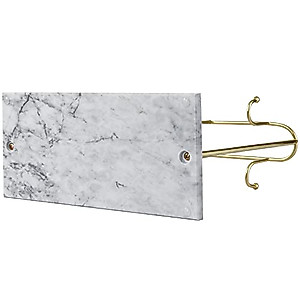 MyGift Countertop Modern Brass Metal Coffee Mug Holder Rack Stand with Marble Base and 6 Hooks, Decorative Tea Cup Storage Display Rack