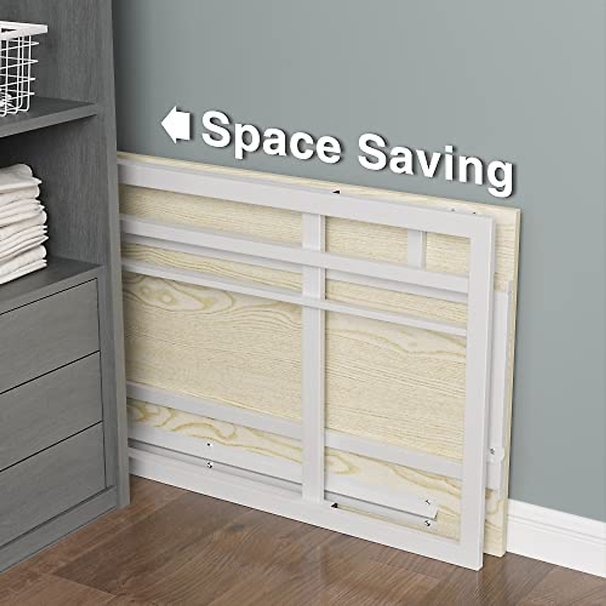 Gezen Folding Desk 40'' Computer Desk for Home Office, No Assembly Office Desk Foldable Simple Study Writing Desk Table for Small Spaces(Beige, White)