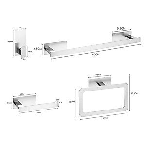 Bathroom Accessories Set Matte Black Wall Shelf Toilet Roll Paper Holder Robe Hook Hanger Towel Rail Bar Rack Ring Bath Hardware,Silver 4pcs Set A