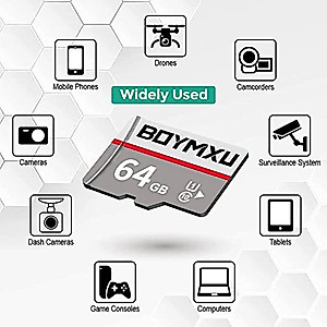 TF Memory Card 64GB,BOYMXU TF Card with Adapter,High Speed UHS-I Card Class 10 Memory Card for Phone Camera Computer