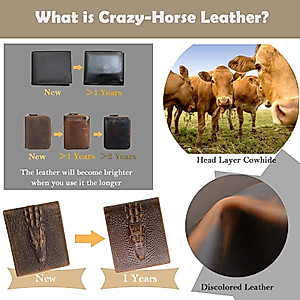 HRS Crocodiile Wallets for Men- Ultra Slim Genuine Leather Mens Bifold Wallet Vintage Personal with Alligator Embossed