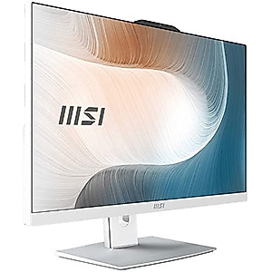 MSI Modern AM242TP AIO Desktop, 23.8" FHD Touchscreen, Intel Core i7-1165G7, 16GB Memory (Dual-CHL), 512GB SSD, WiFi 6, BT 5.1, FHD Webcam, White, Windows 11 Home (11M-873US)