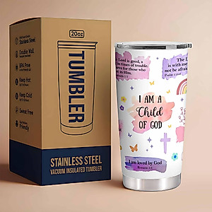 WIPI Christian Tumblers for Women With Sayings, Inspirational Gifts for Women Men Friends Family and Loved Ones, Bible Verse Tumbler 20 Oz, Christian Easter Gifts for Kids and Adult
