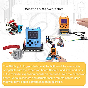 KittenBot Meowbit Card-Sized Retro Game Computer Codable Console for Microsoft Makecode Arcade & Python Video Game Compatible Micro:bit Expansion Board for Robot Building with Battery