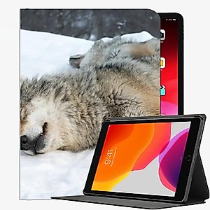 Wugao Wugao New iPad Pro 12.9 Case 2021(5th Gen) with Pencil Holder,Wolf Animals Snow A070 Auto Wake/Sleep Feature Standing Cover