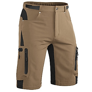 Hiauspor Men's Hiking Cargo Shorts Lightweight Quick Dry Stretch Casual Shorts for Golf Fishing Tactical Outdoor Bike Shorts (Khaki, X-Large)