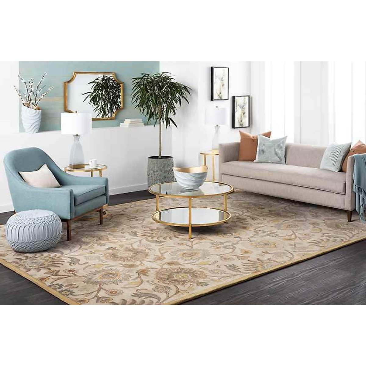 BROOKS DECOR Area Rugs, 8x10 Oval Traditional Brown Area Rug Carpet for Living Room, Bedroom or Kitchen (8' x 10' Oval)