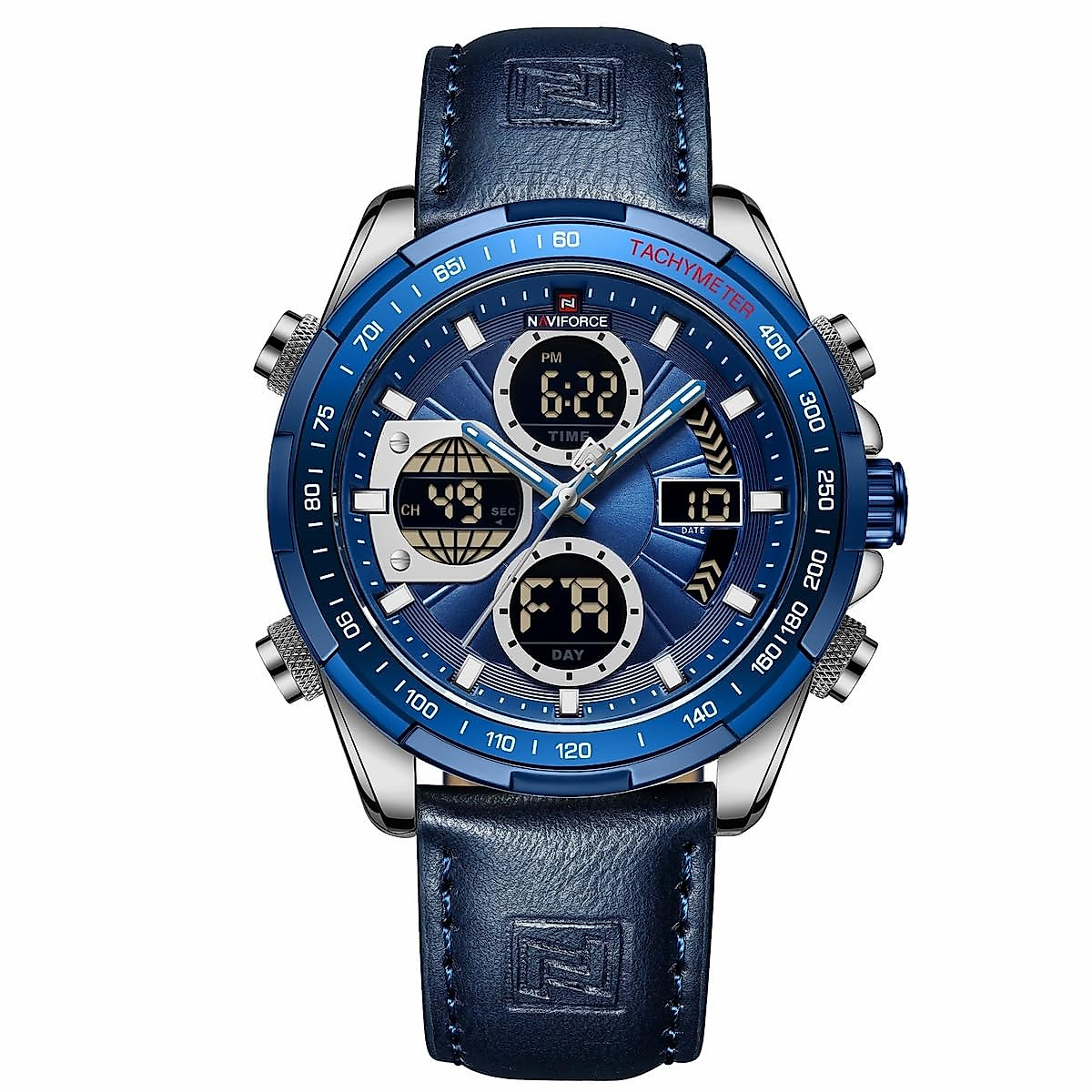 AIMES Men Military Digital Watches Stylish Casual Analog Quartz Waterproof Watch Sport Multifunction Leather Wristwatch Business Dress Wrist Watch for Men