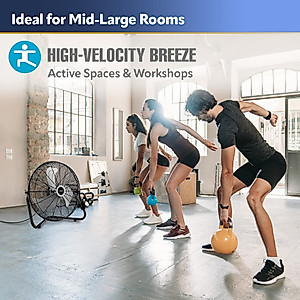 Lasko High Velocity Floor Fan with Wall mount Option, 3 Powerful Speeds, Pivoting Fan Head for Home, Garage, Attic, 20", Black, 2264QM