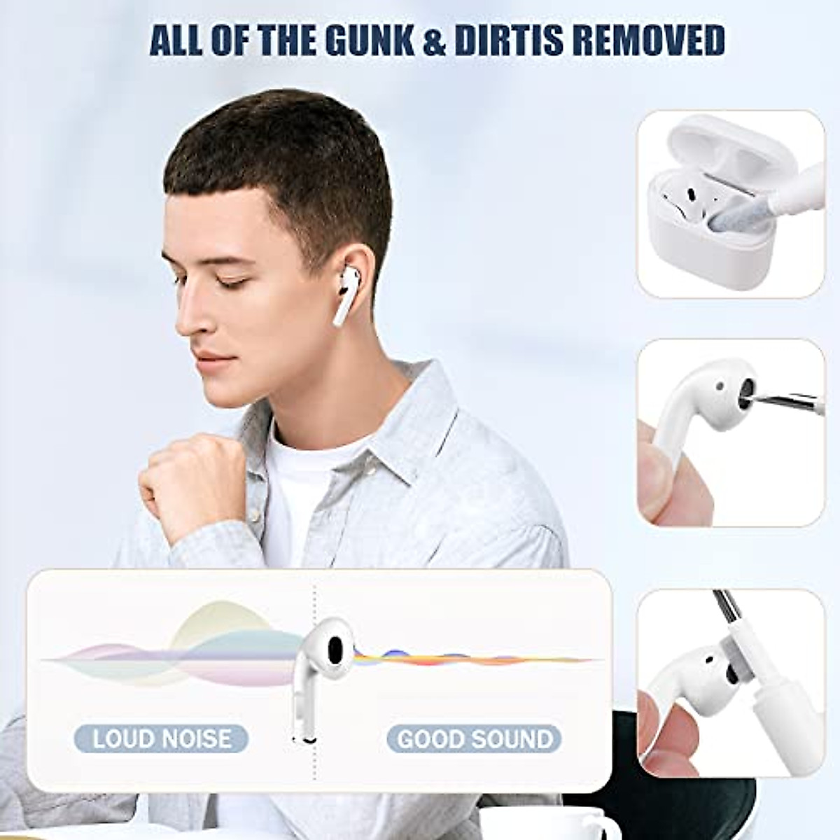 Airpod Pro Cleaning Pen with Charging Case, Earbuds Cleaner Kit with Soft Brush,with Multi Function for Earphones, Camera,Mobile Phone, Computer Keyboard