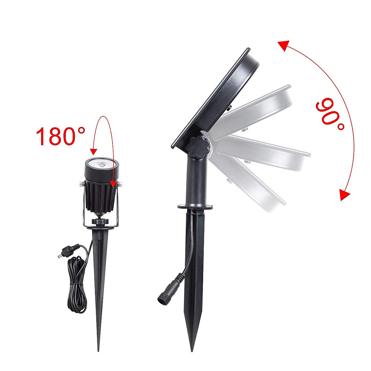 T-SUN Solar Spotlights, Outdoor LED Solar Lights, Waterproof Auto ON/Off Solar Wall Lights for Garden,Driveway, Pathway, Pool Area(White)