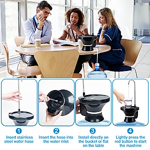 5 Gallon Water Dispenser Pump - Automatic Electric Water Jug Pump for 5 Gallon Bottle Loading, USB Charging Drinking Water Dispenser, Portable Mini Water Bottle Pump for Home Office Camping Travel