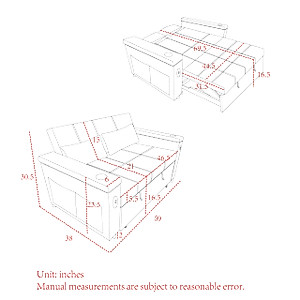 ERYE 4 in 1 Multifunctional Convertible Loveseat Sleeper Sofa Bed,Soft Chenille Tufted Love Seats Sofabed W/Pull Out Sleep Couch,Armrests Storage,Cupholders,USB Ports,Pillows and Side Pockets