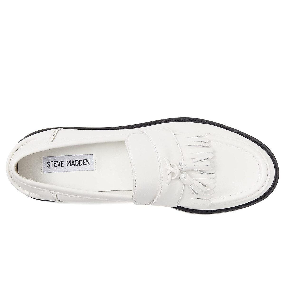 Steve Madden Women's Minka Loafer, White Leather, 7.5