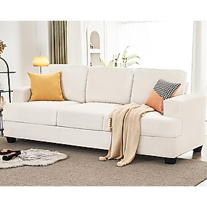 papababe Couch, Comfy Sofa Couch with 24" Extra Deep Seats, Beige Modern Sofa- 3 Seater Sofa Couch for Living Room Apartment Lounge, Chenille