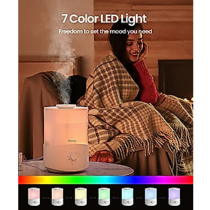 Pharata Humidifiers for Bedroom Large Room, 2.5L Cool Mist Humidifier with Essential Oil Diffuser, Top Fill Air Humidifier for Baby, Home, Plant, Ultrasonic Humidification for whole house, Auto Shut-Off, (White)