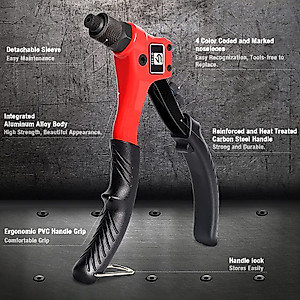 Rivet Gun, GIANTISAN Pop Rivet Tool Kit with 200 Rivets and 4 Drill Bits, Manual Hand Riveter Kit with Rugged Carrying Case