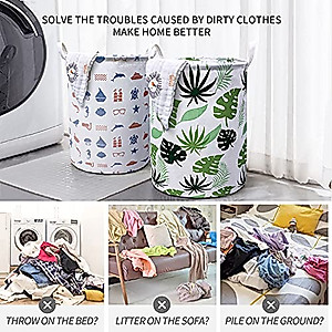 MHB Laundry Basket, Nursery Hamper, Canvas Foldable with Waterproof PE Coating, Large Storage Baskets for Kids Boy and Girl, Office, Bedroom, Clothes, Toys (Bear)