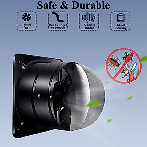 ACEDUROBLA 4 inch Exhaust Fan Metal Iron Ventilation Extractor, Silence with Anti-backflow Check Valve Window and Wall Mount Vent Fans for Home Office Kitchen Bathroom Grow Tent Garage