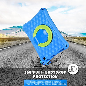 All-New Fire HD 10 & Fire HD 10 Plus Tablet case for Kids(2021 Release,11th Generation) BORXJNM Lightweight EVA Friendly Shockproof 360 Rotating Grip Handle Folding Stand Cover for Kids,Blue