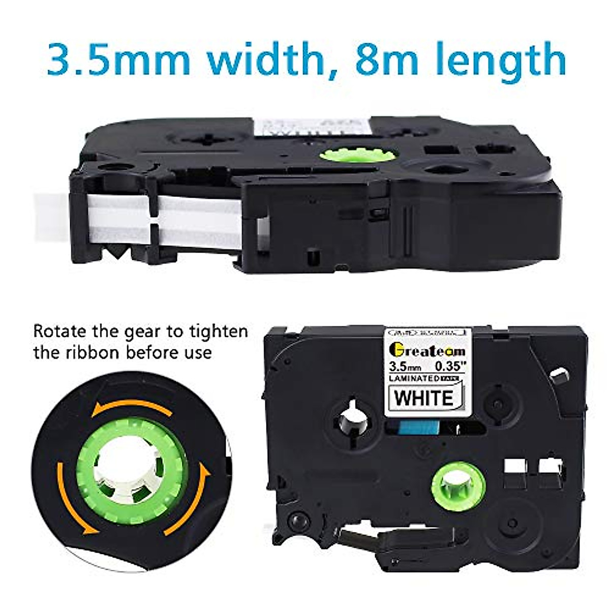 Compatible for Brother TZe Tape 3.5mm TZe-N201 P-Touch TZ TZe Super Narrow Tape（Non-Laminated 9/64"）for Brother P-Touch PTD210 PTD800W PT-P700 PT-1890C PT-P710BT ,Black on White, 4-Pack