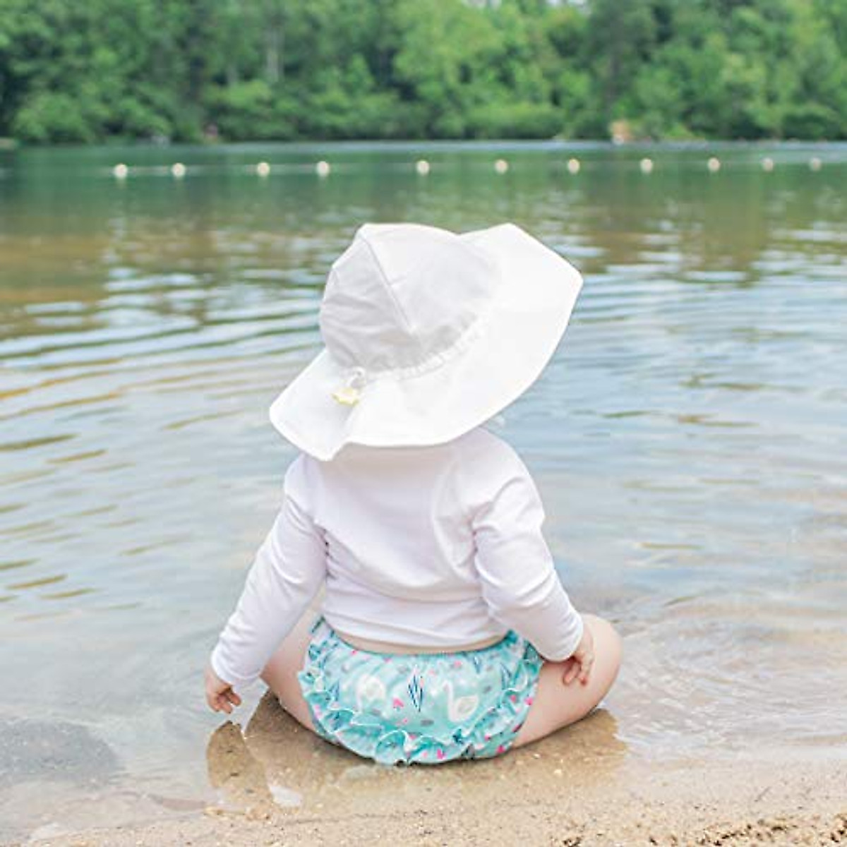 i play. Baby Brim Sun Protection Hat, White, 0-6 Months