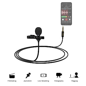 FIFINE Lavalier Lapel Microphone for iPhone Smartphone PC Computer, Mini Clip-on 3.5mm Condenser Mic Kit for Recording YouTube Video Vlog Podcast Zoom, 79 Inch Extension Cord, Omnidirectional-C2A
