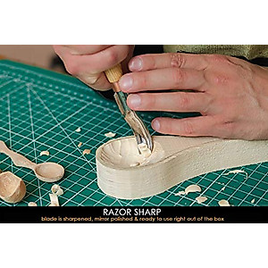 BeaverCraft, Wood Carving Bent Gouge K8a/14 0.55" - Spoon Carving Tools - Woodworking Hand Chisel Compact Wood Carving Knife for Beginners and Profi - Hobbies for Adults and Kids - Carbon Steel Blade