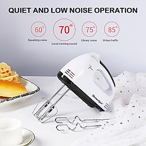 Showvigor Handmixer Electric Handheld - 7 Speed Portable Kitchen Mixer Electric with 5 Stainless Steel Accessories Whisk, Food Beater for Whipping Mixing Cookies Cakes Eggs Dough