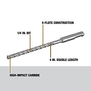DeWalt DW5517 1/4" x 4" x 6" Solid Rock Carbide SDS-Plus Bit
