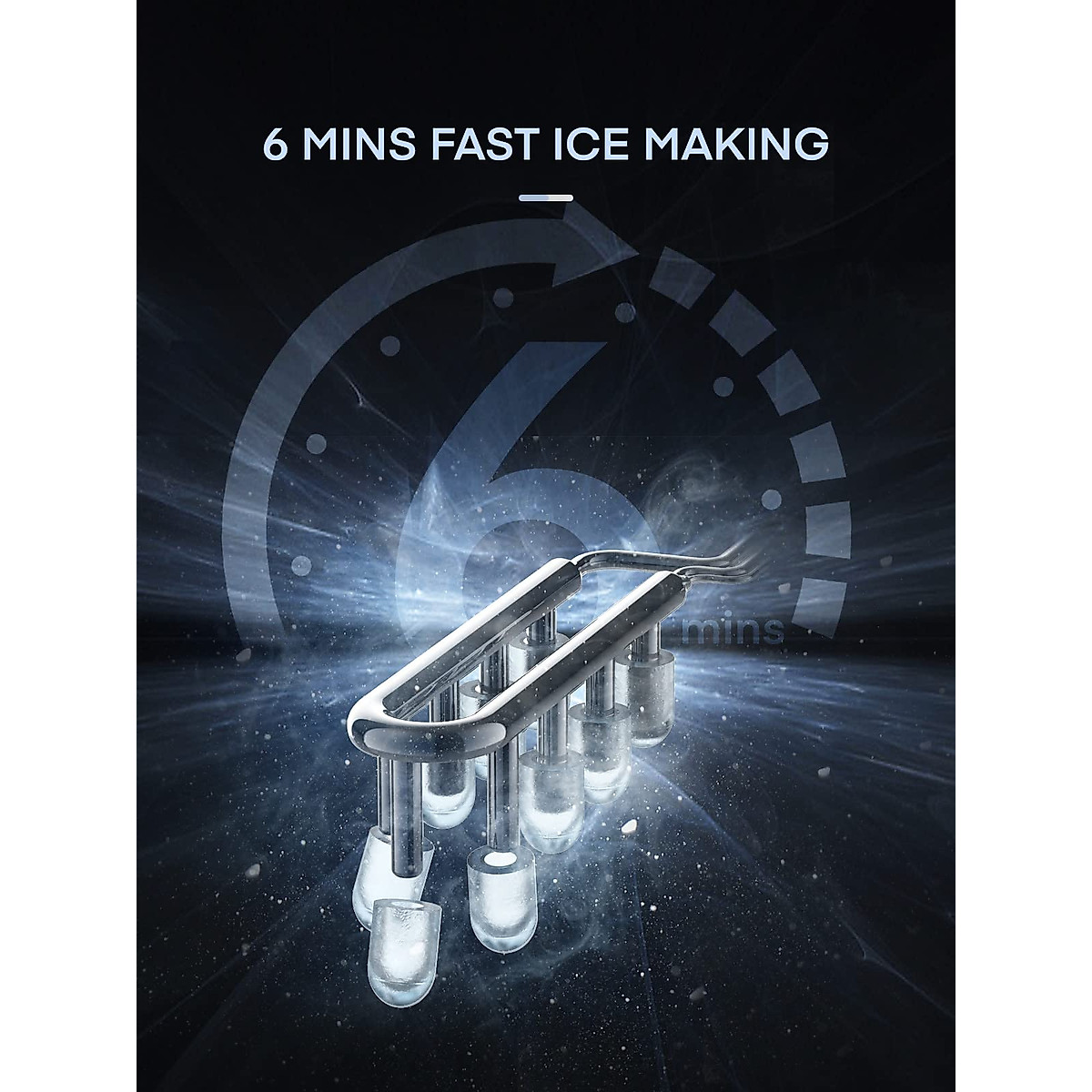 Countertop Ice Maker Machine 𝑺𝒕𝒂𝒊𝒏𝒍𝒆𝒔𝒔 𝑺𝒕𝒆𝒆𝒍, 9 Bullet Ice in 6 Mins, 𝟑𝟎𝒍𝒃𝒔 24h, Self-Clean, 2 Ice Sizes, LCD Display, Portable Ice Maker w/Ice Scoop & Basket, Home/Kitchen/Office
