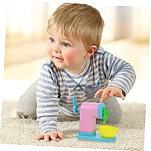 HOMSFOU 1 Set Early Colored Education of Cartoon Clay Creations Plasticine Noodle Interesting with Comes Toy Dough Maker Machine Model Tins Kid Child Kitchen Educational Funny Party