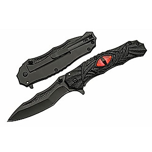 SZCO 8” Dragon’s Eye Liner Lock Assisted Open EDC Folding Knife With Pocket Clip, Black (3005789)