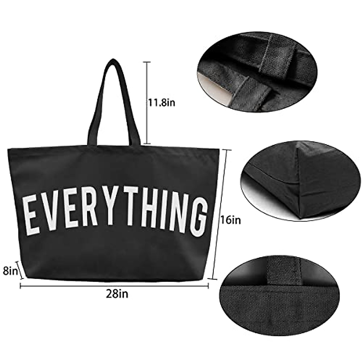 LLYLIU Canvas Tote Bag - Extra Large Shopping Beach Totes Bags Reusable Big Grocery Bag 28" x 8" x 16"