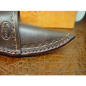 Custom Leather Knife Sheath for a Buck 692 Vanguard or Zipper. Tooled & Dyed Brown_AB