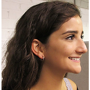 Small 14k White Gold Diamond Cut Hoop Earrings, (2mm Tube) (.6 inch - 15mm)