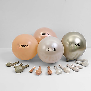 134pcs Neutral Nude Balloon Garland Arch Kit Pearl White Nude Pink Balloons Double Stuffed Pearl White Balloon for Birthday Baby Shower Bridal Wedding Party Decorations