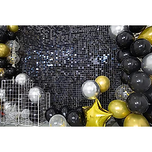 Kate Square Black Sequin Backdrop Panels for Party Decoration Glitter Sequin Panel (Pack of 12)