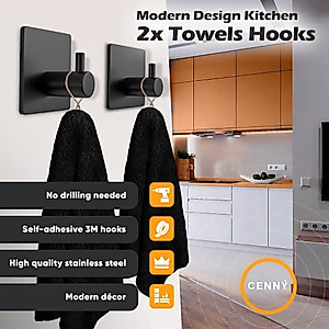 All in One New 2023 Cenný Kitchen Accessories Gift Set for Home and RV Essentials Countertop Dish Soap Dispenser with Sponge Holder Silicone Squeegee Sink Strainer & Stopper Towel Hooks Black