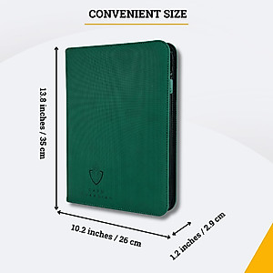 Card Guardian - 9 Pocket Premium Binder with Zipper for 360 Cards Trading Card Games TCG (Green) Side Loaded Pockets Compatible with Yugioh Cards MTG Binder Sports Card Binder