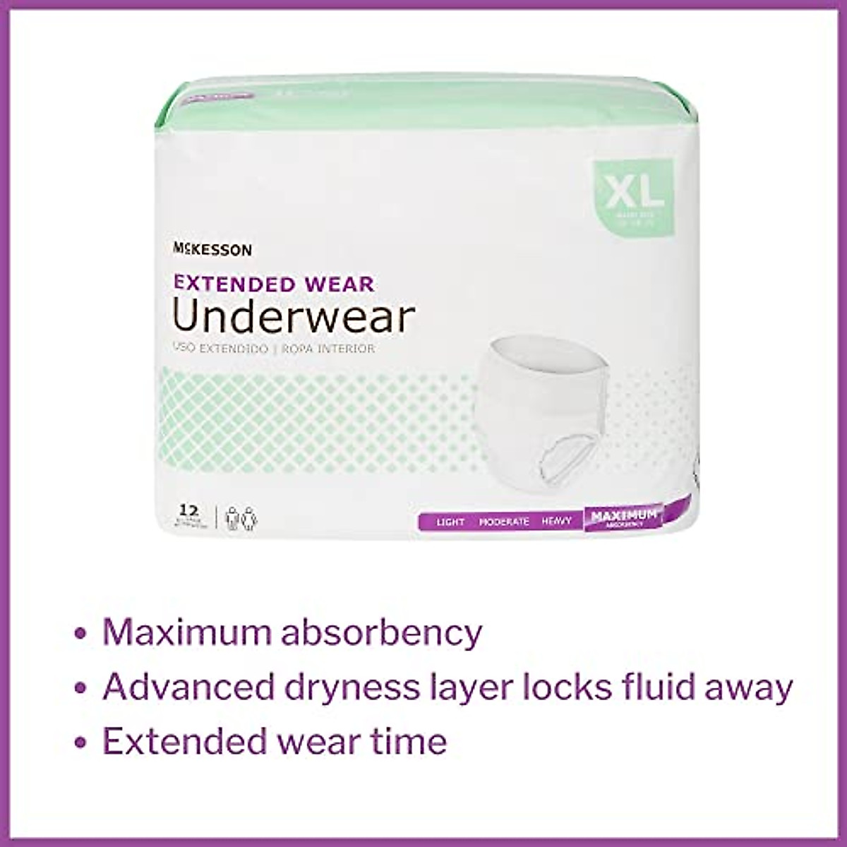 McKesson Extended Wear Underwear, Incontinence, Maximum Absorbency, XL, 48 Count