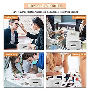 Ultrasonic Cleaner, Jewelry Cleaner with 40kHz Five Digital Timer 600ML Ultrasonic Jewelry Cleaner with Basket for Cleaning Eye Glasses, Rings,Watch,Coin,Silver…
