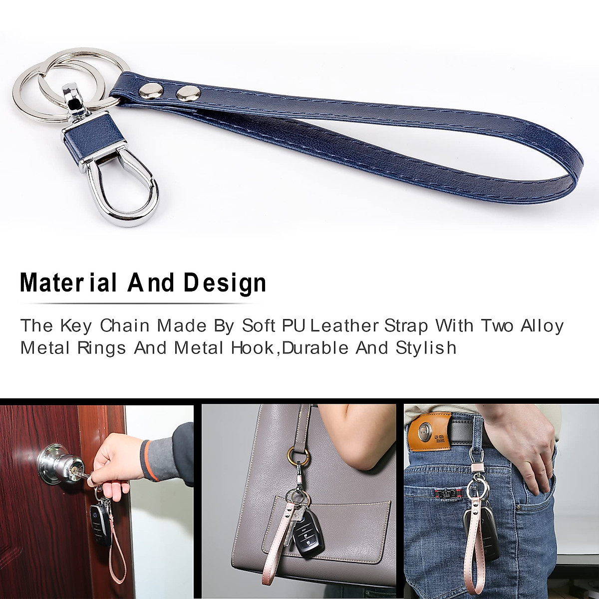 Amazon Essentials - Lanyard Keychain with Detachable Alloy Metal Rings (blue)