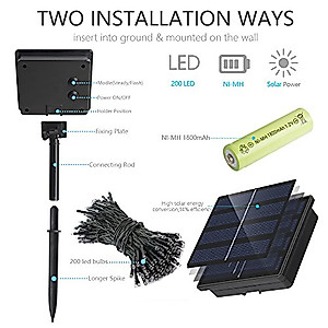 SOLARMKS Solar Christmas Lights 2 Pack Solar String Lights 72ft 200 LED 8 Modes Waterproof Solar Fairy String Lights for Outdoor, Gardens, Homes, Wedding, Christmas Party,Xmas Tree (Multi-Color)