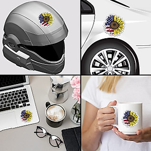 Smart-USA Flag Sunflower Sticker for Car Decal Truck Window Sticker Laptop Decal Auto Vinyl Sticker Motorcycle Helmet | 4 INCH | Set of 5 | SD-795