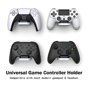 playvital Universal Game Controller Wall Mount for ps5 & Headset, Wall Stand for Xbox Series Controller, Wall Holder for Nintendo Switch Pro, Dedicated Console Hanger Mode for ps5 - Black & White
