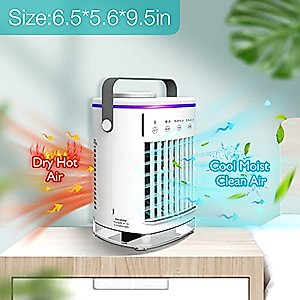 Portable Air Conditioner Fan 4 in1- Desktop Cooling fan with 4 Wind Speed & 2 Spray Modes, 7 Colors LED Light & 2-8H Timer, 700ml Large Watertank High-Efficiency Cooling Fan for Room Office Bedroom Couch Dining Table, Portable USB Power Bank Notebook Powe