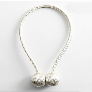 Magnetic Curtain Tiebacks, Decorative Curtain Clips Rope Holdbacks Tie Backs for Home Office Window Decoration, No Drilling and Holes Required, Beige