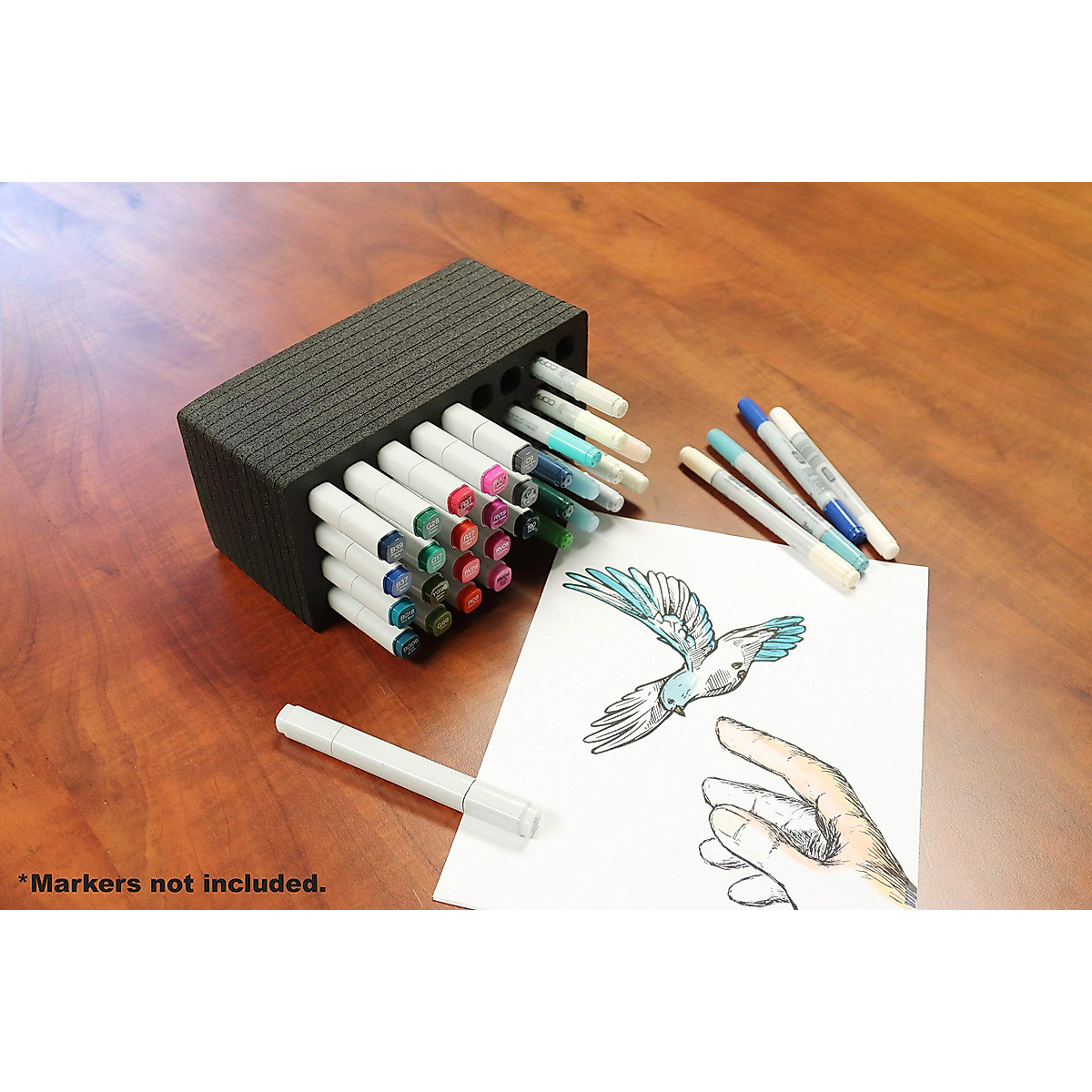 Polar Whale 2 Art Marker Storage Tray Organizers Pen Pencil Brush Storage Design Stand Supply Horizontal Storage Non-Scratch Non-Rattle Washable Compatible with Copic and More Each Holds 36