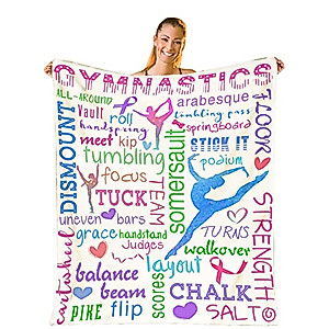 PNNUO Gymnastics Pink Bed Blanket Flannel Fleece Blanket Soft Lightweight Plush Throw Blankets for Women Men Kid Warm Cozy 60"x50" Microfiber Blankets for Couch Chair Sofa All Season